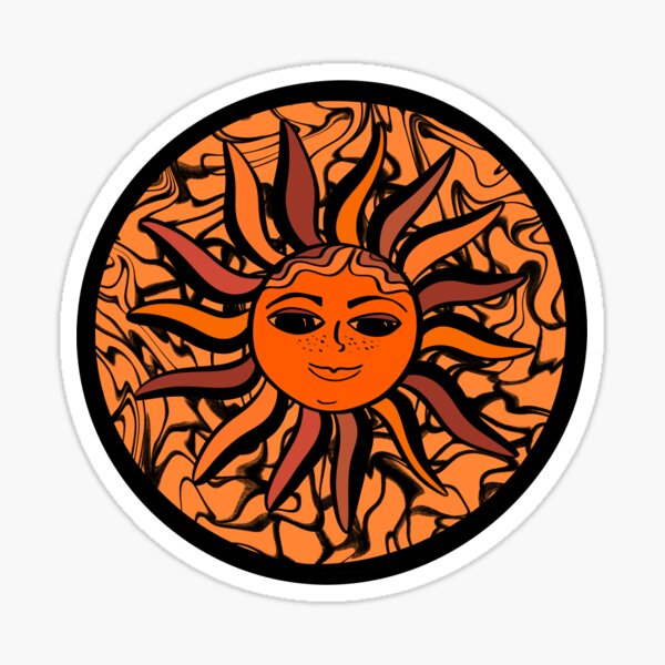 "trippy orange sun" Sticker by beenplantedart | Redbubble