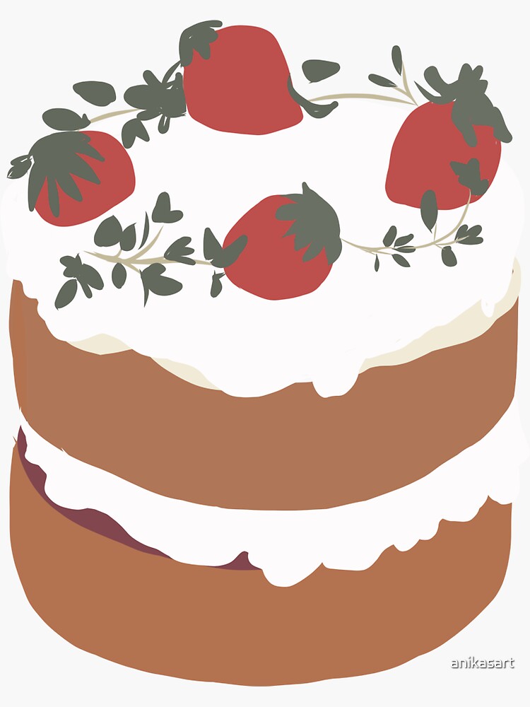"Strawberry Cake" Sticker for Sale by anikasart | Redbubble