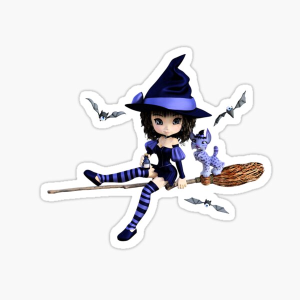 "Little Witch & Eye Bats" Sticker by briarmoon | Redbubble