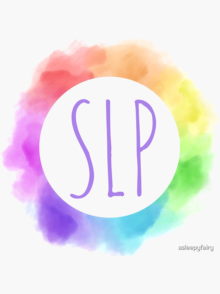 "SLP Speech-Language Pathologist in Rainbow Watercolor Frame" Sticker ...