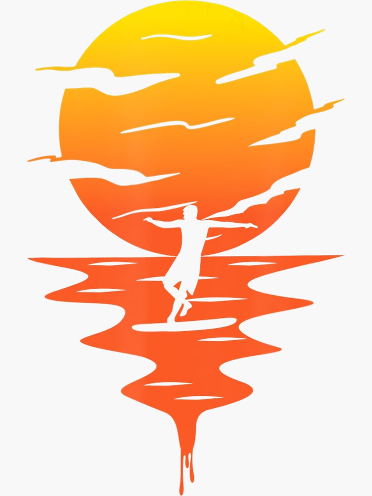 "Vintage Sun Surfer Waveskim Flatlandskimming Skimboarding" Sticker for ...