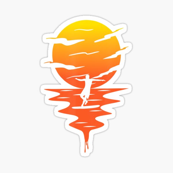 "Vintage Sun Surfer Waveskim Flatlandskimming Skimboarding" Sticker for ...