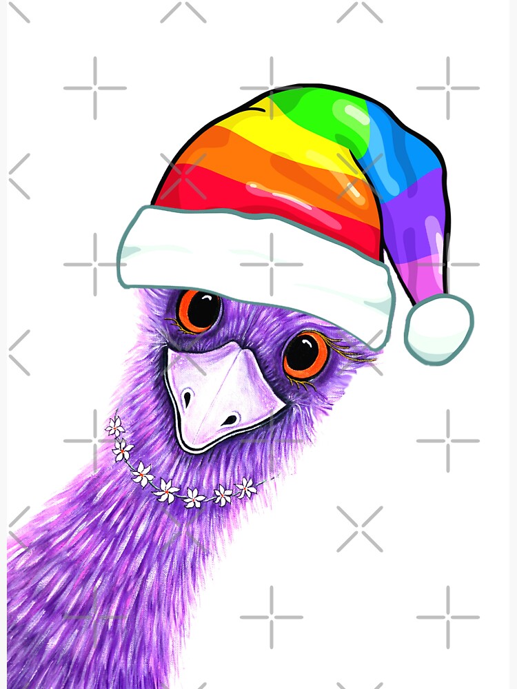 "Quirky Emu - Christmas Rainbow Hat" Sticker for Sale by LindArt1 ...