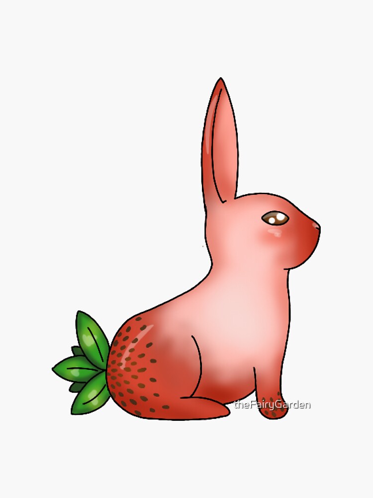 "Strawberry Rabbit " Sticker by theFairyGarden | Redbubble