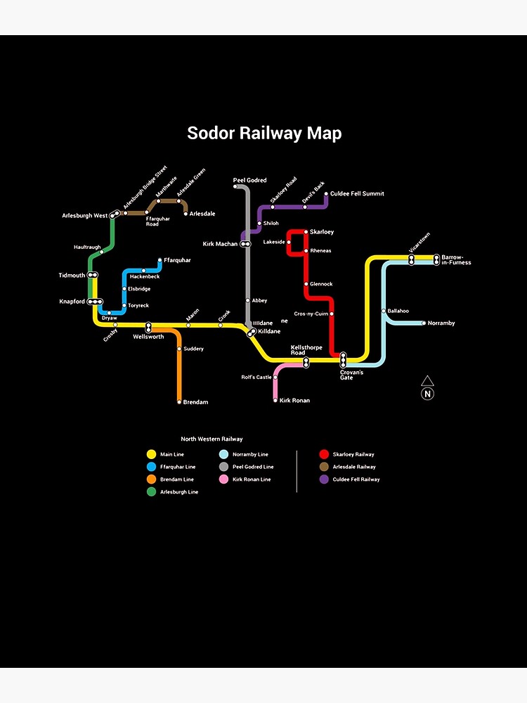 "Sodor Railway Map - TTC Style, Dark" Poster by Margaretssery | Redbubble