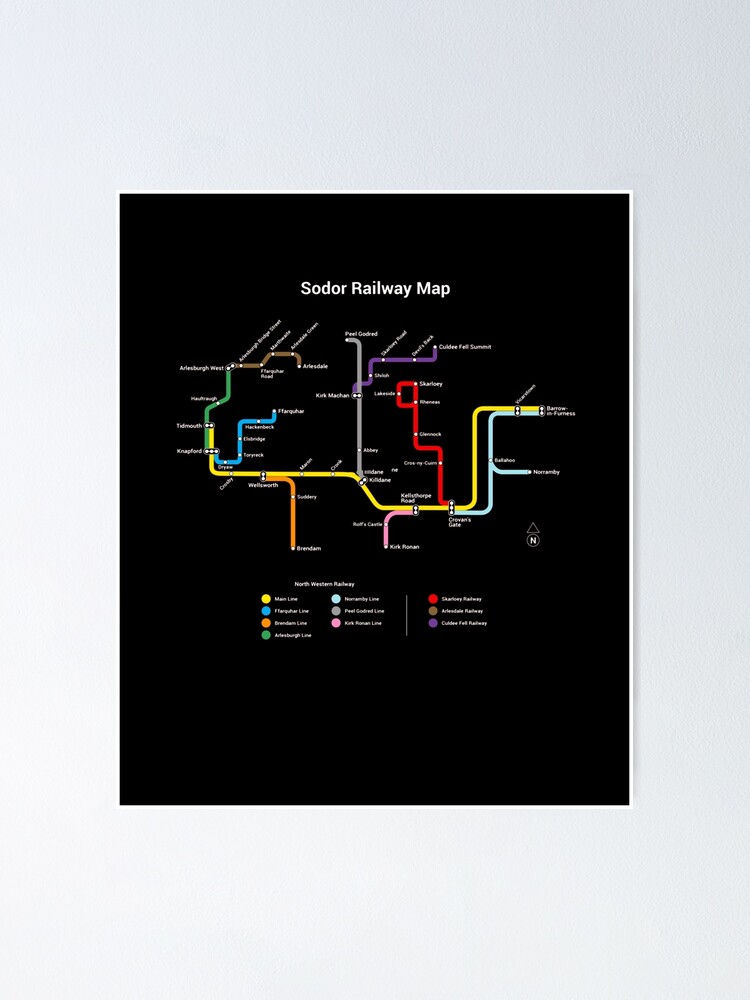 "Sodor Railway Map - TTC Style, Dark" Poster by Margaretssery | Redbubble