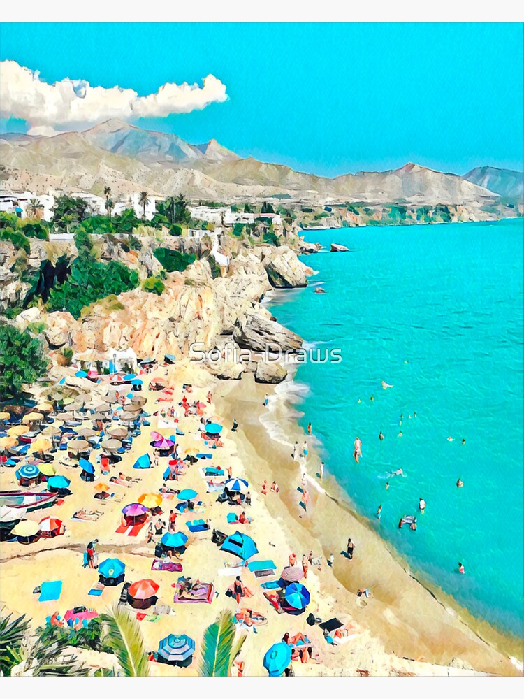 "Summer in Malaga" Sticker for Sale by Sofia-Draws | Redbubble