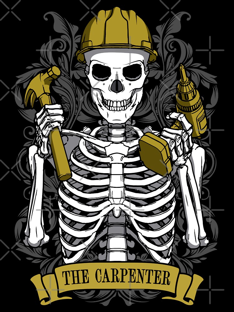 "Carpenter Skeleton Vintage Tarot Card DIY Handyman Mechanic" Kids T ...