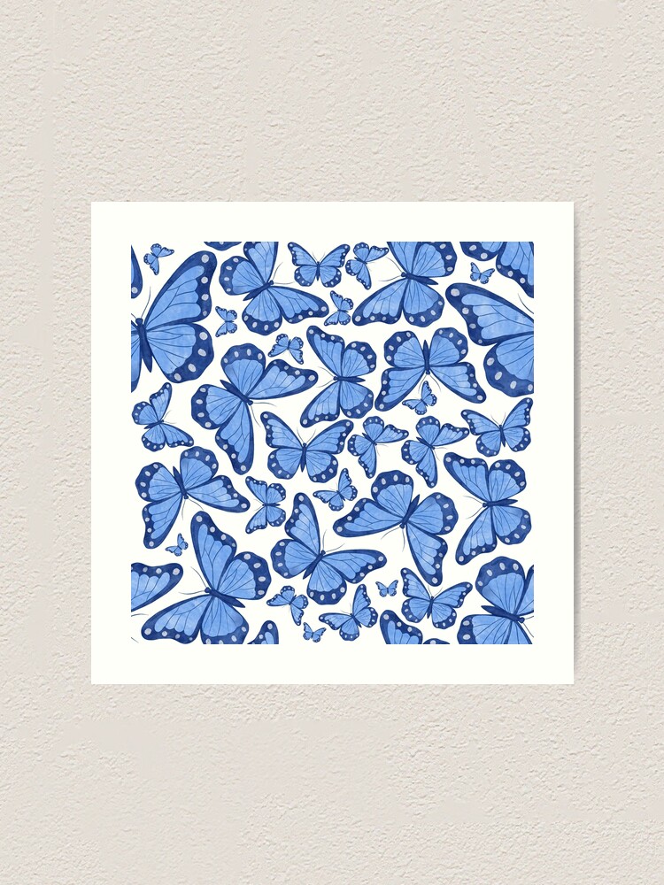 "Monarch Butterfly Chinoiserie Pattern - Blue Watercolor Chinese Asian ...