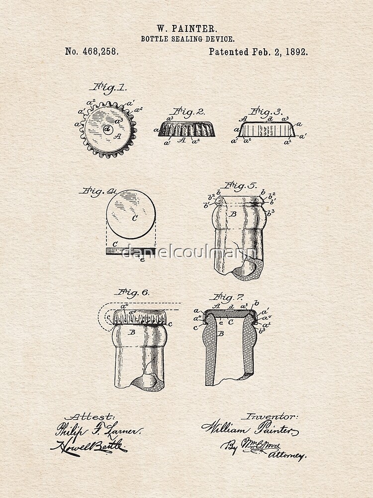 "PATENT DRAWING / 1892 - Bottle Sealing Device" Poster for Sale by ...