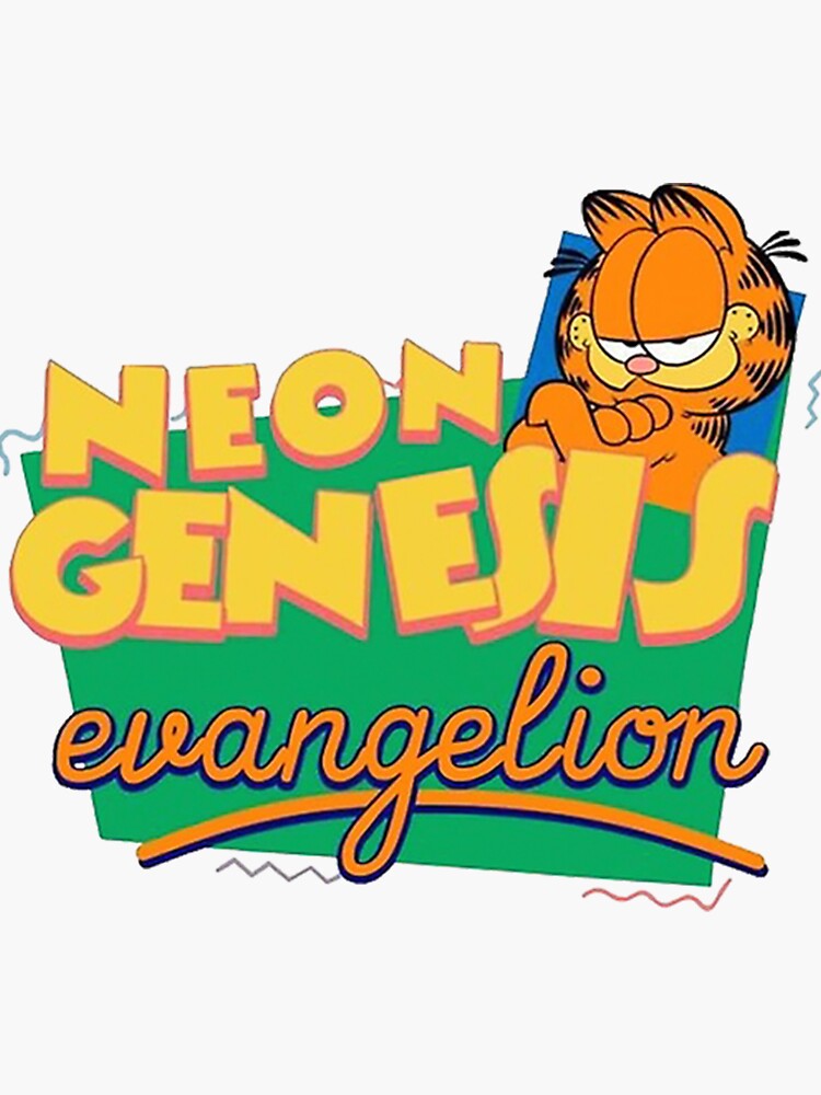 "Garfield-Neon Genesis Evangelion " Sticker for Sale by Bridgeson972 ...