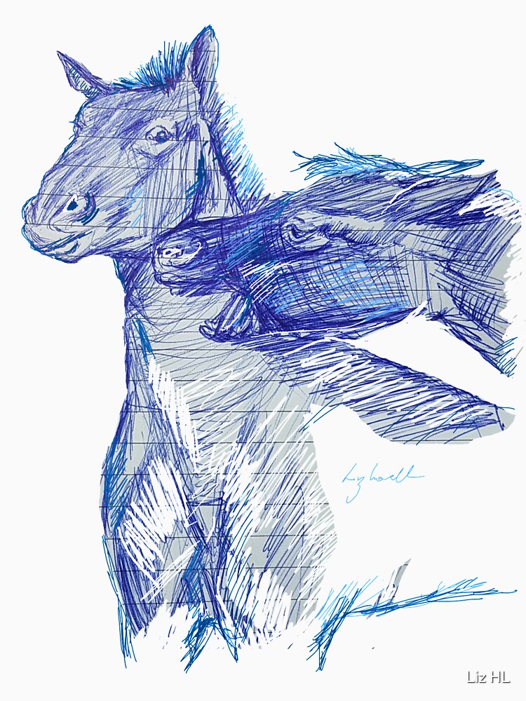 "Blue pen drawing of wild horses - Neigh You, Back Off" T-shirt for ...