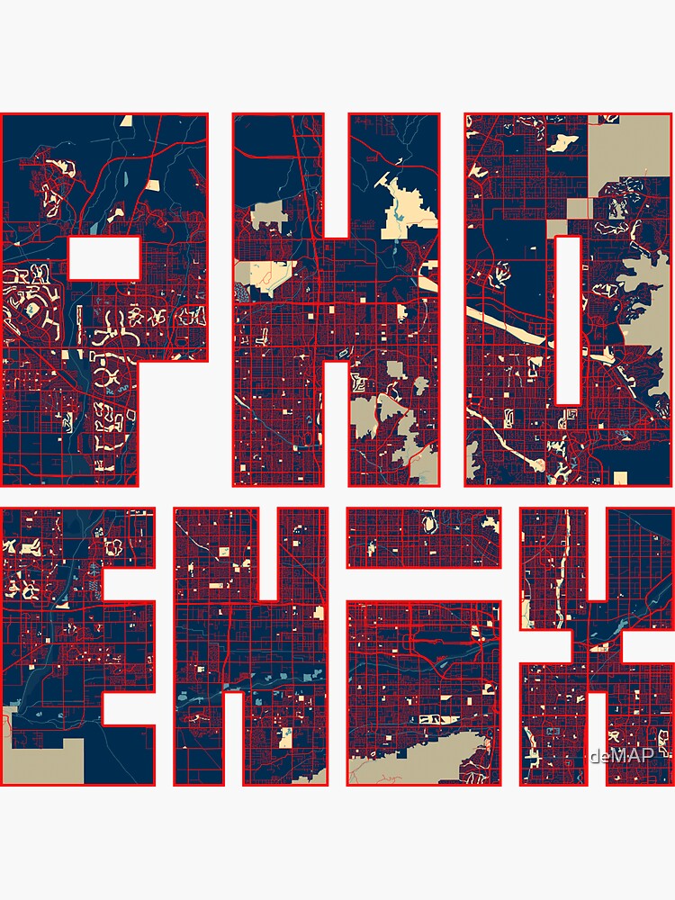 "Phoenix City Map of Arizona, USA - Hope" Sticker for Sale by deMAP ...