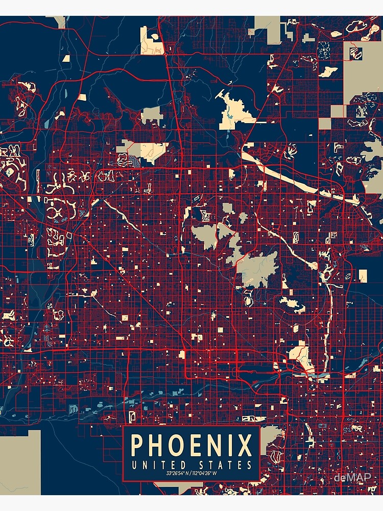 "Phoenix City Map of Arizona, USA - Hope" Poster for Sale by deMAP ...