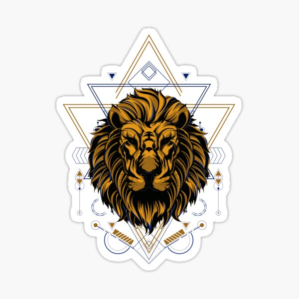 "Geometric Golden Lion" Sticker for Sale by Disentangled | Redbubble