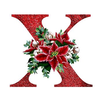 "Christmas Poinsettia Initial X" Sticker for Sale by UnicornFlamingo ...