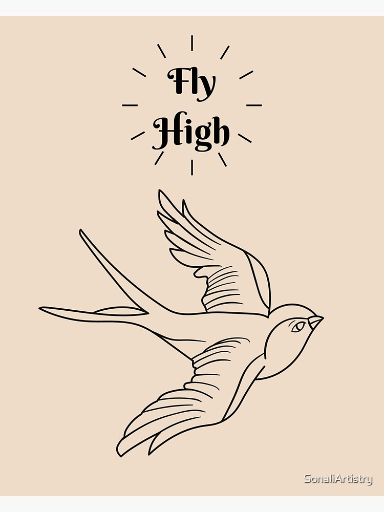 "Fly High Motivational Bird Artwork " Sticker by SonaliArtistry | Redbubble