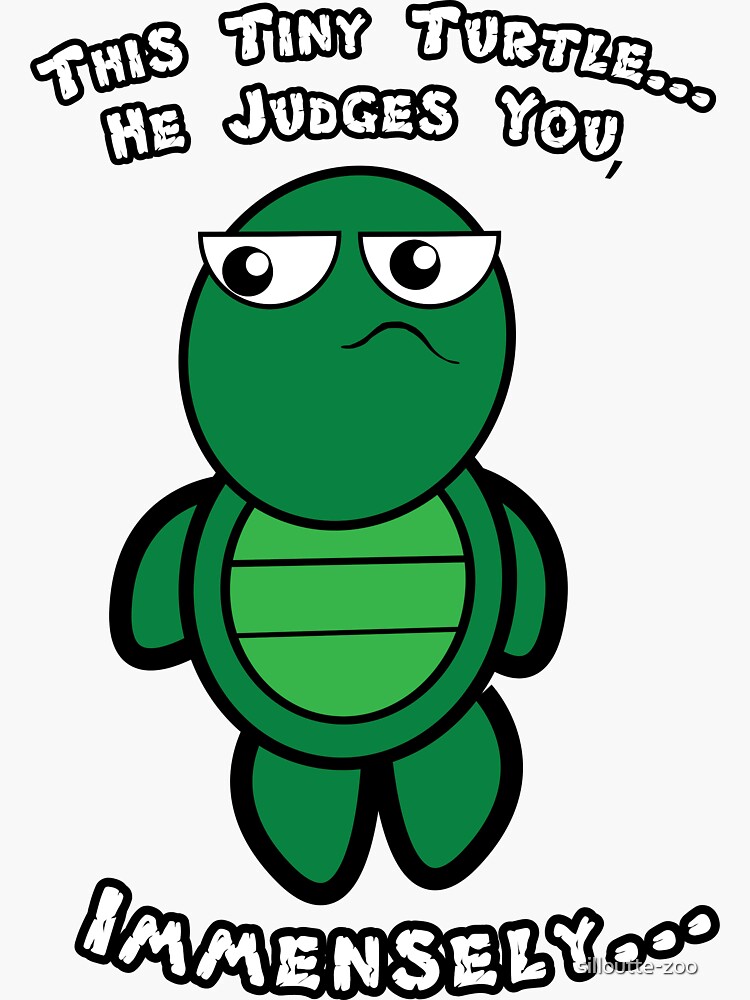 "This Turtle He Judges You Blue 1" Sticker by silloutte-zoo | Redbubble