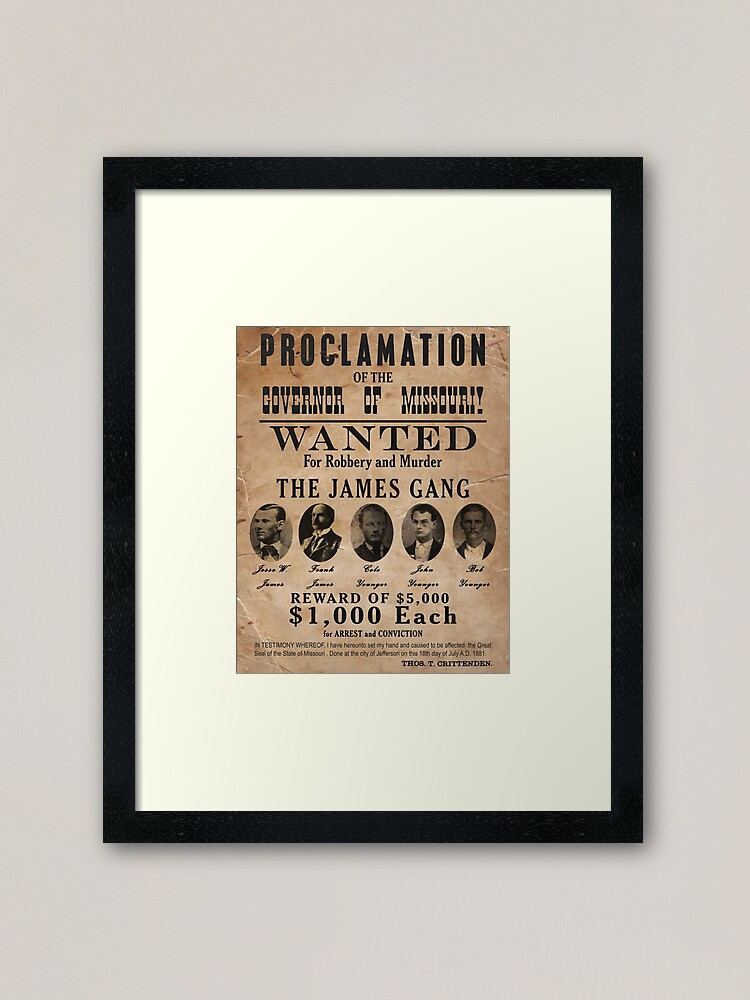 "James Gang Wanted Poster" Framed Art Print for Sale by kayve | Redbubble