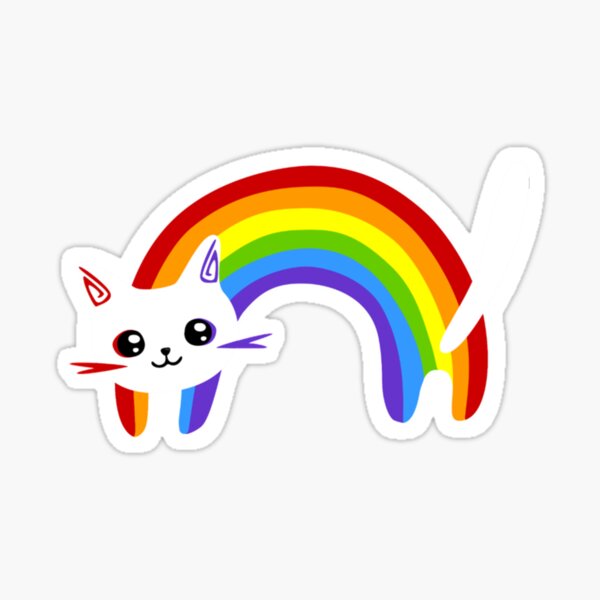 "Rainbow cat " Sticker for Sale by LemonMuMu | Redbubble