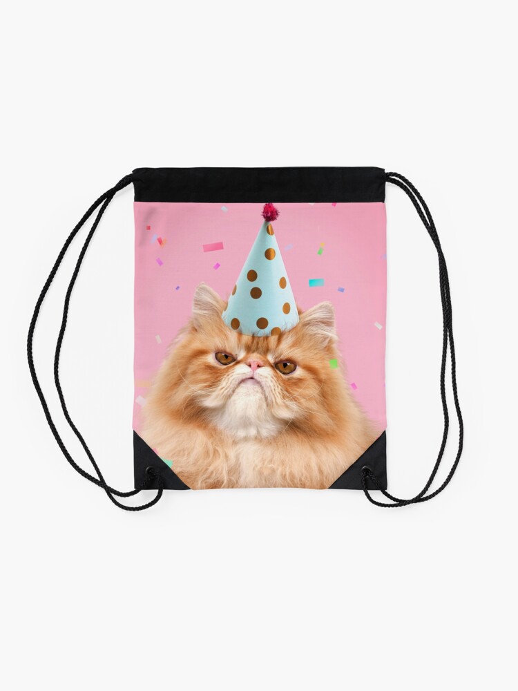 "Grumpy cat wearing a party hat" Drawstring Bag for Sale by ArdeaOnline ...