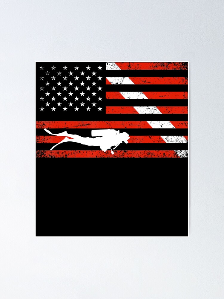 "Diver Down Dive Flag Scuba Diving American Flag" Poster by SimonaHaas ...