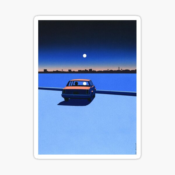 "surrealism guy billout car blue" Sticker for Sale by dorothysbast ...