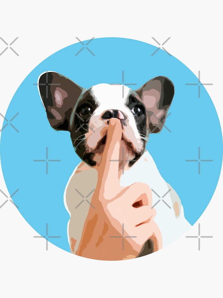 "Frenchie Sitting Still Light Blue" Sticker by SylviaRhea | Redbubble