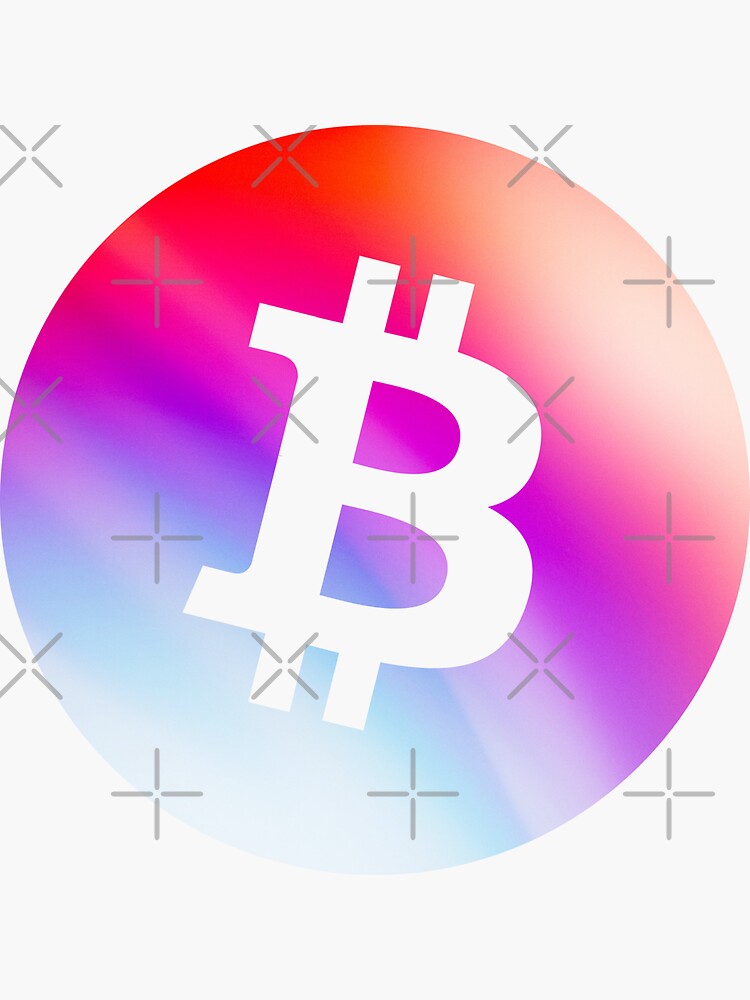 "Bitcoin Logo - Gradient - light blue - purple - red - orange" Sticker ...