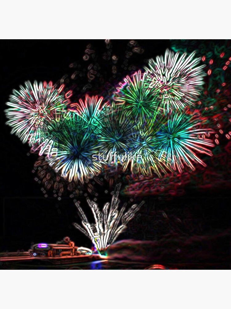 " Neon Fireworks night sky digital art picture" Poster for Sale by ...