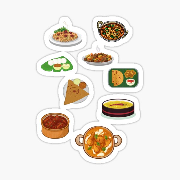 "Indian Comfort Food Sticker Set for Bullet Journal" Sticker for Sale ...