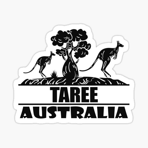 "Taree Australian city kangaroo and bottle tree design" Sticker for ...
