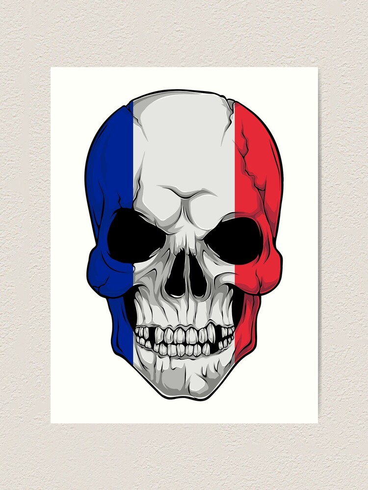 "Tricolore French Flag Skull Drapeau Français" Art Print for Sale by ...