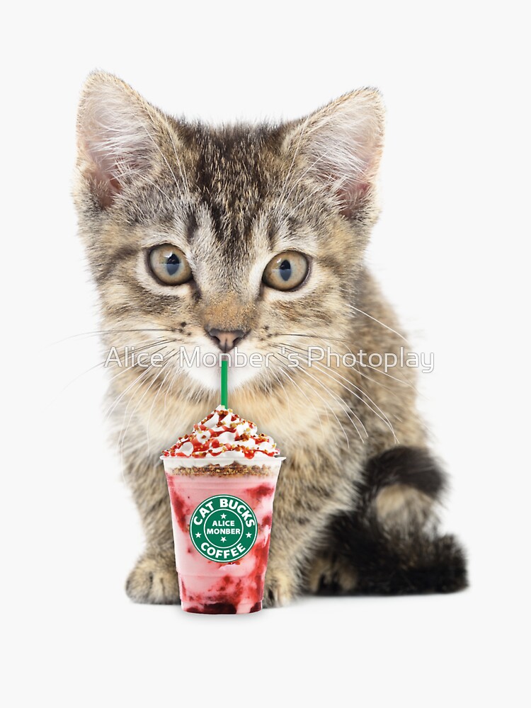 "Cat milkshake by Alice Monber" Sticker for Sale by alicemonbercomp ...