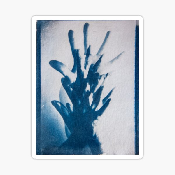 "artistic cyanotype of hands" Sticker for Sale by LuminousRabbits ...
