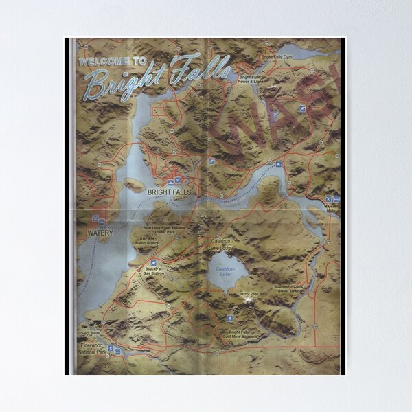 "Alan Wake Map (Bright Falls) Graphic " Poster for Sale by hpgamer ...