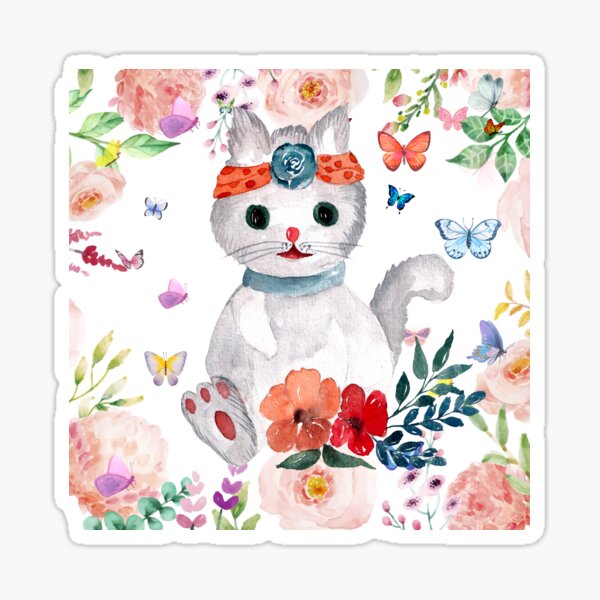 " TOM CAT IN WATERCOLOUR" Sticker for Sale by Serena-Designs | Redbubble