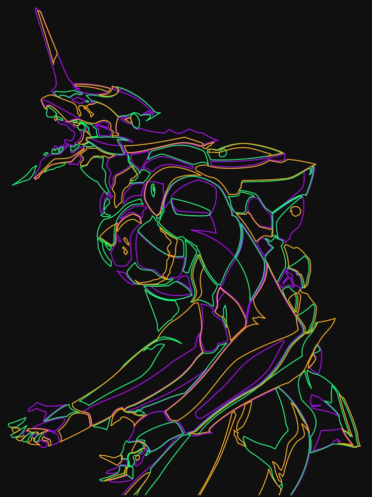 "Eva Unit 01 neon outline (black variant)" T-shirt for Sale by ...