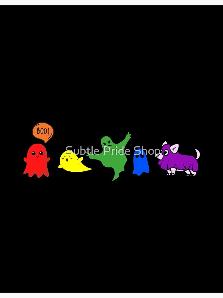 Lámina fotográfica «Lindos fantasmas de bandera LGBT y perro. Orgullo ...