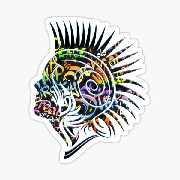 "Punk rock tribal face" Sticker by SuziNikol | Redbubble