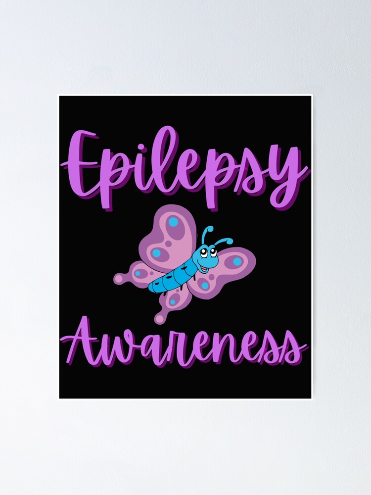"Purple Butterfly Emoji Cute Kawaii Epilepsy Awareness (20)" Poster for ...