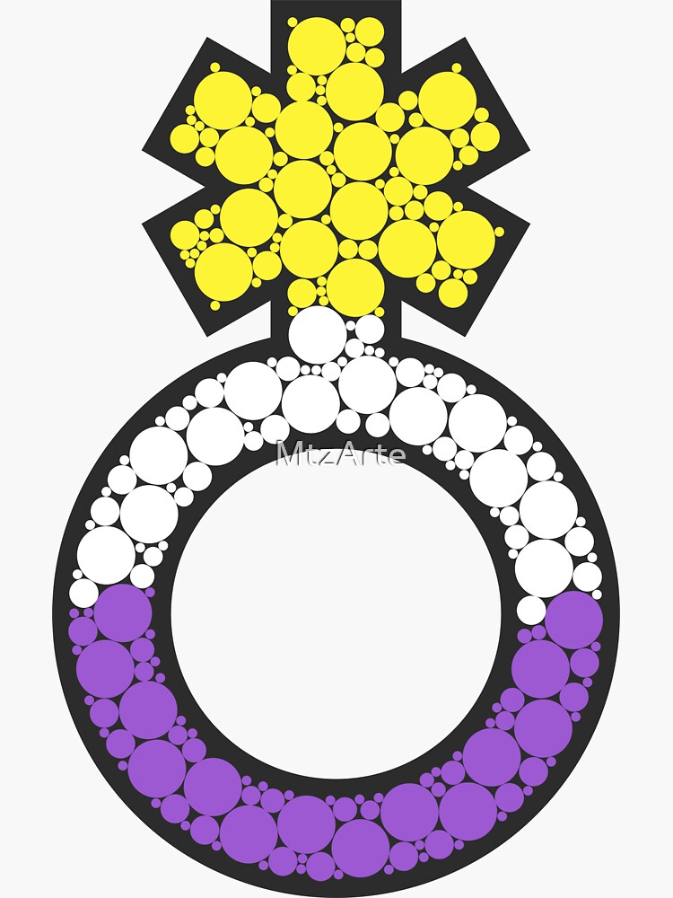 "Non-binary Symbol Dotted Colors" Sticker for Sale by MtzArte | Redbubble