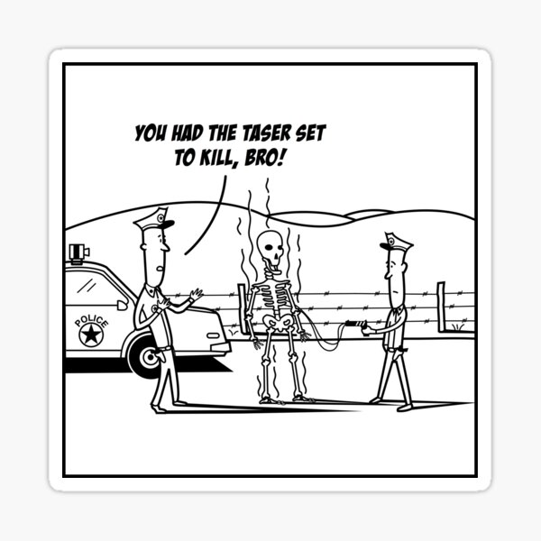 "Police Taser Cartoon" Sticker for Sale by AlienStickers | Redbubble