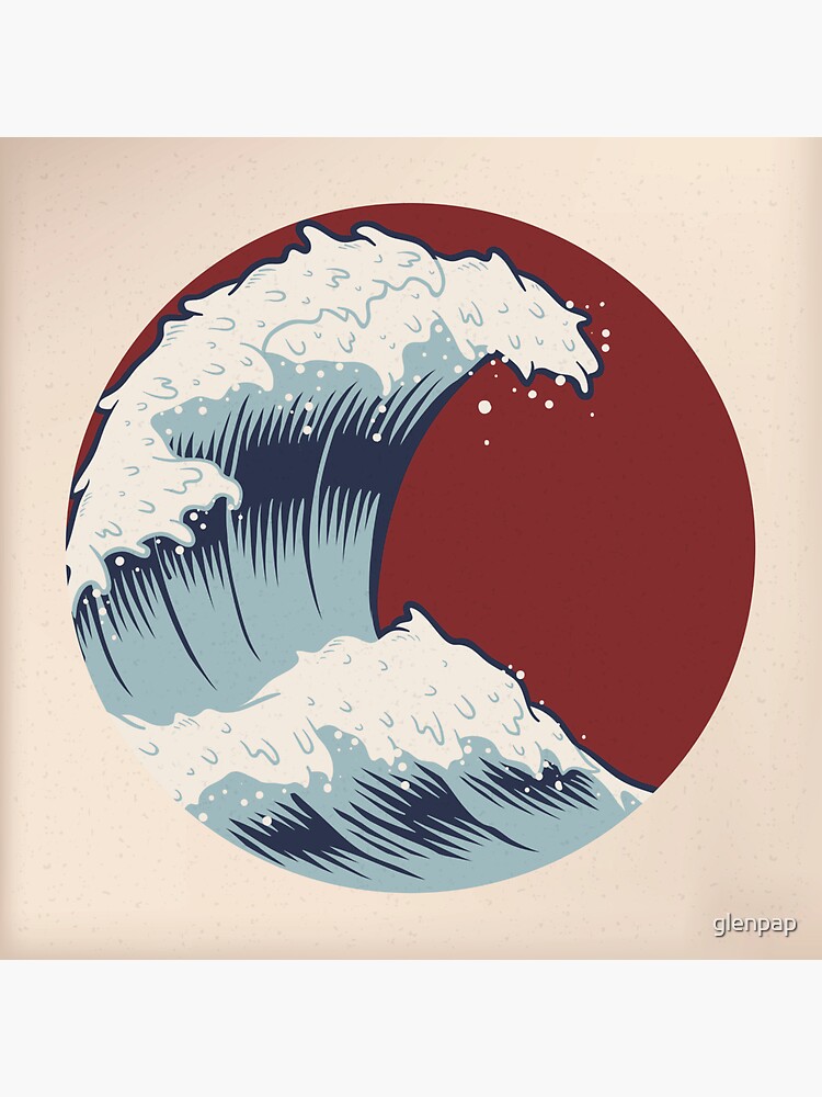 "Japanese wave " Sticker for Sale by glenpap | Redbubble