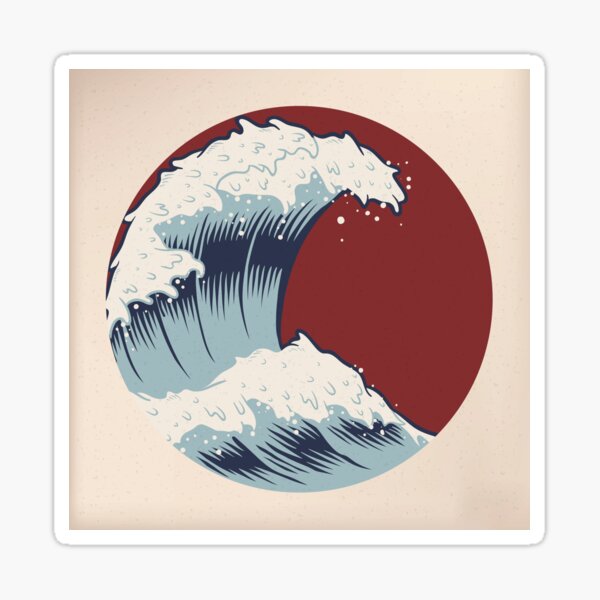 "Japanese wave " Sticker for Sale by glenpap | Redbubble