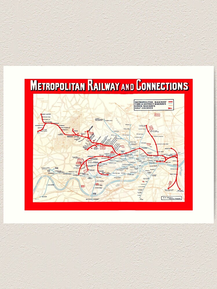 "Vintage Metropolitan Railways of London map" Art Print for Sale by ...
