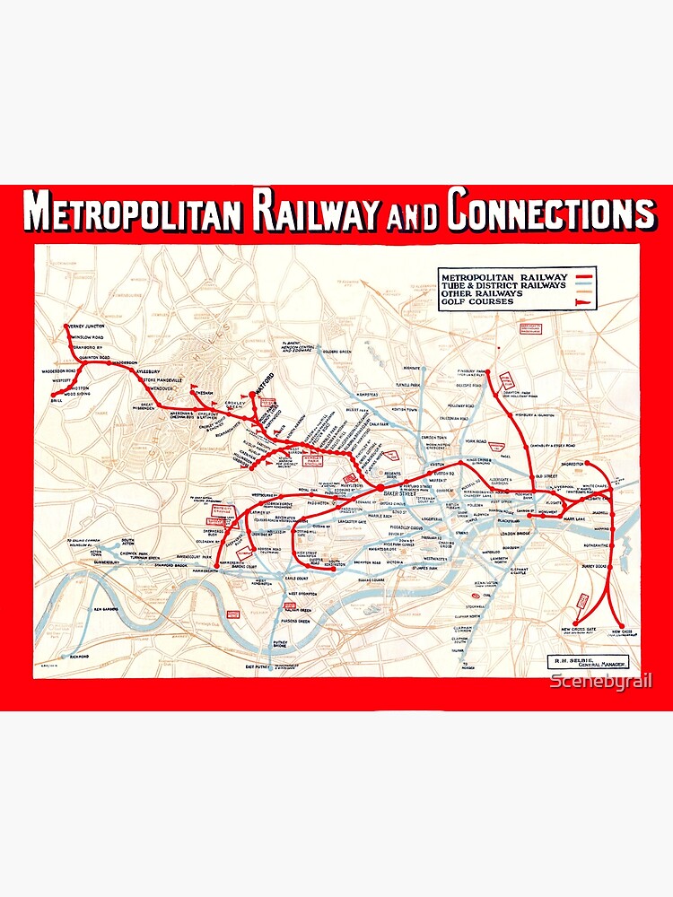 "Vintage Metropolitan Railways of London map" Art Print for Sale by ...