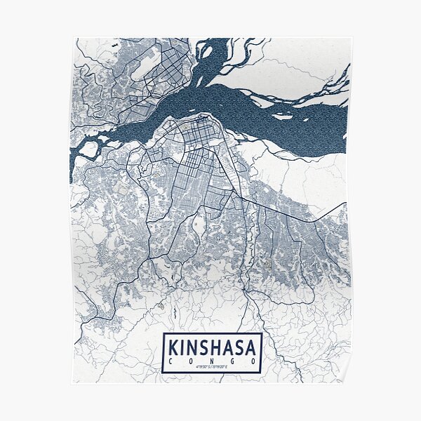 "Kinshasa City Map of Congo - Coastal" Poster for Sale by deMAP | Redbubble