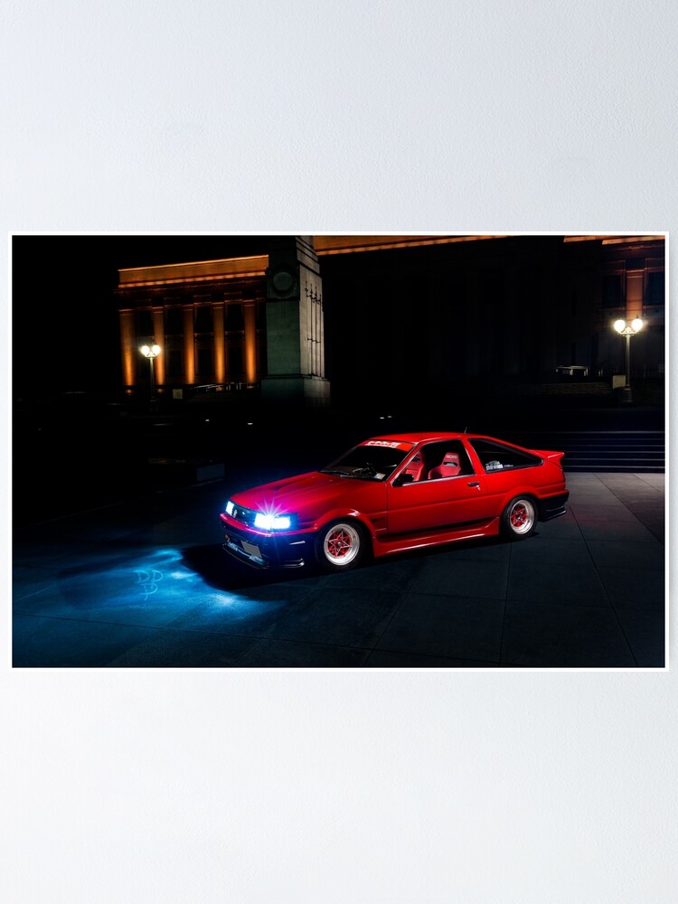 "Roter Toyota AE86 im Night Muesum" Poster von KizunaLTD | Redbubble