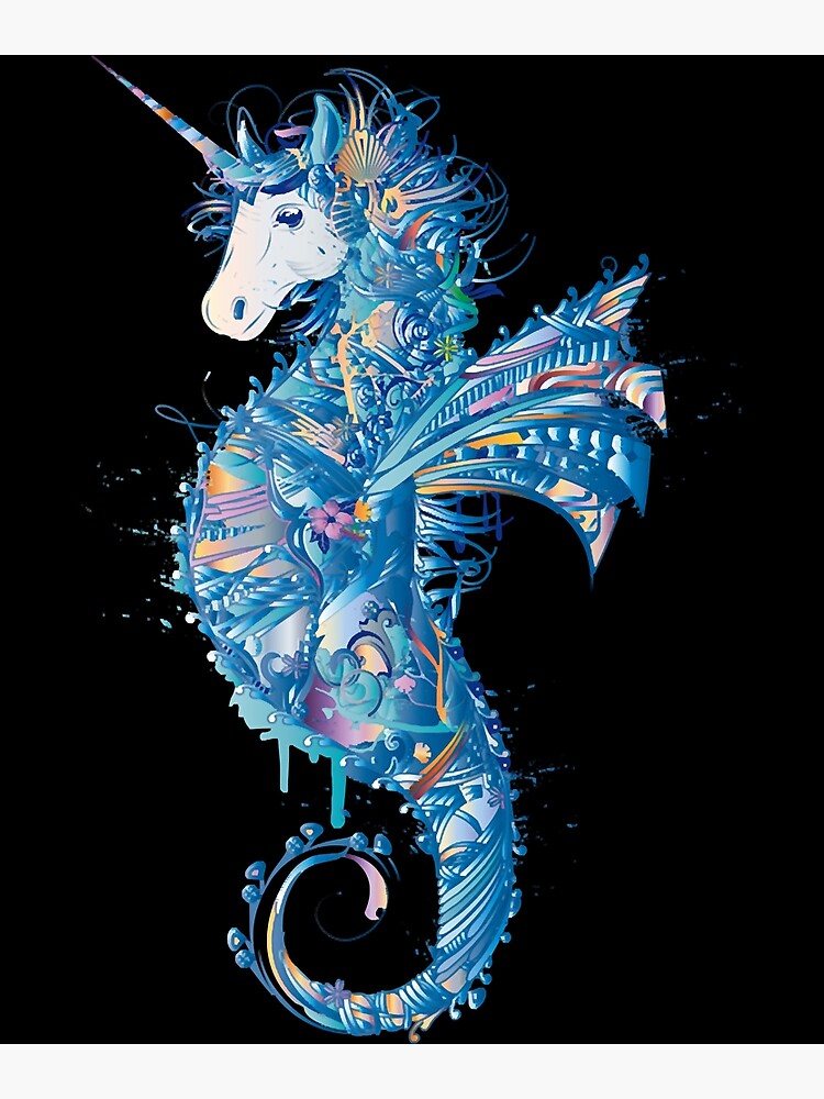 "Artistic drawing of a unicorn seahorse " Poster by Ciarrocchi | Redbubble